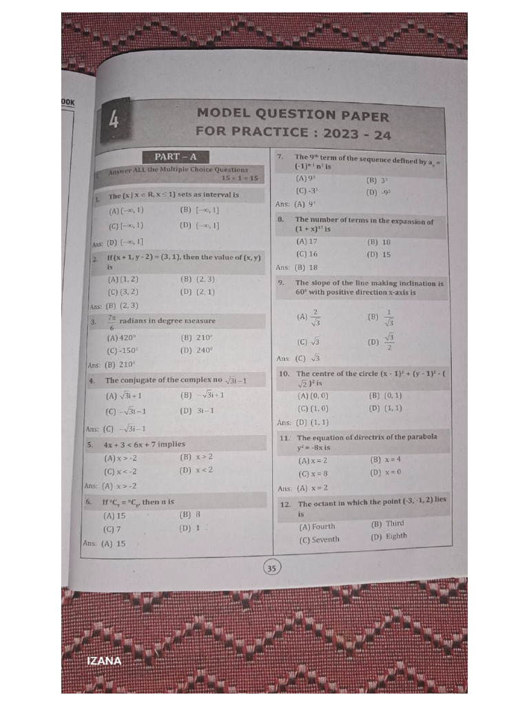 Maths MQP 4&5 | PDF