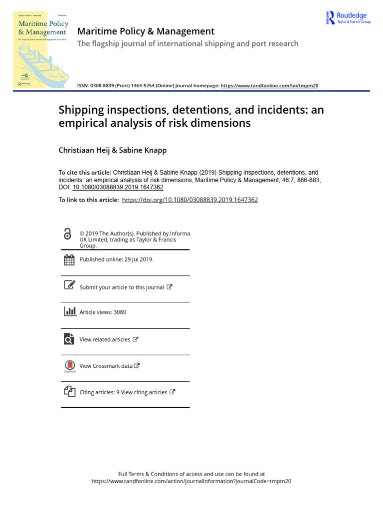 Shipping Inspections Detentions and Incidents An Empirical Analysis of ...
