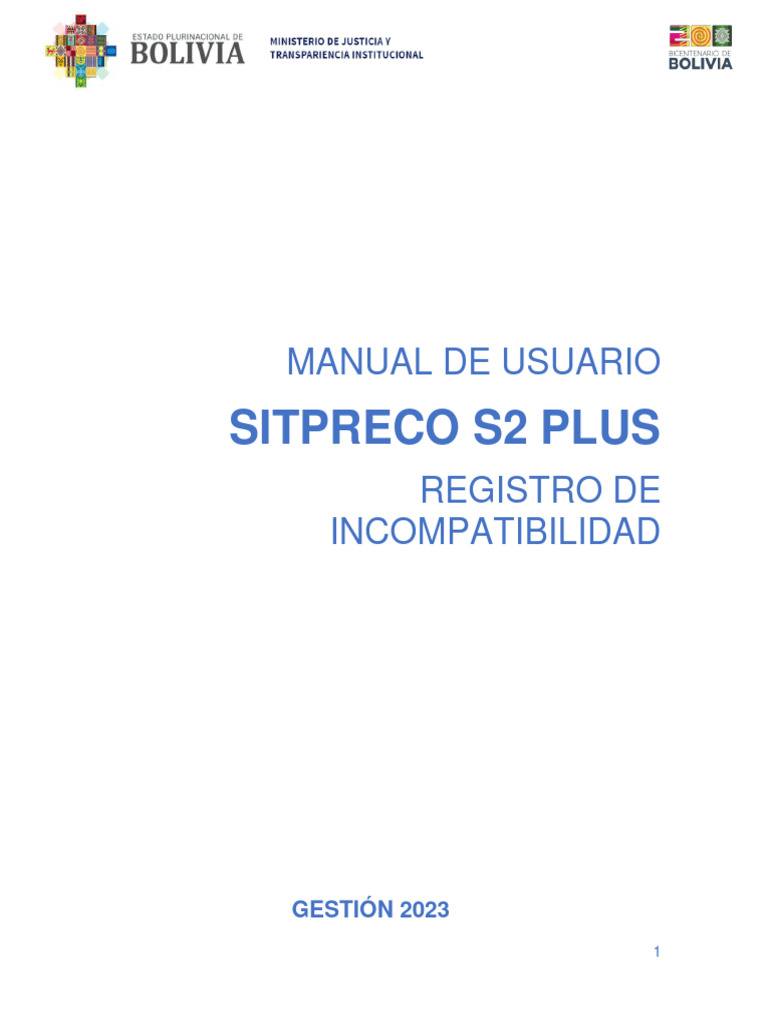 Manual de Registro de Incompatibilidad SITPRECO S2+ | PDF | Certificado ...