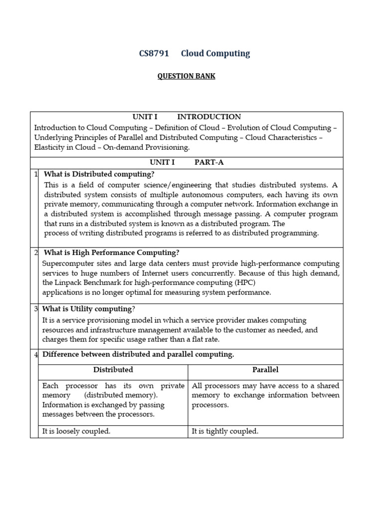 CC Question Bank All Units | PDF | Cloud Computing | Apache Hadoop