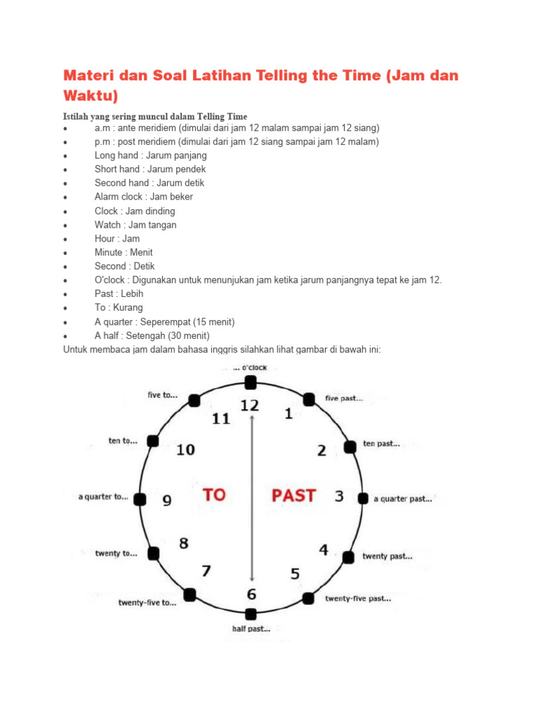 Materi dan Soal Telling Time Inggris | PDF | Karier & Perkembangan ...
