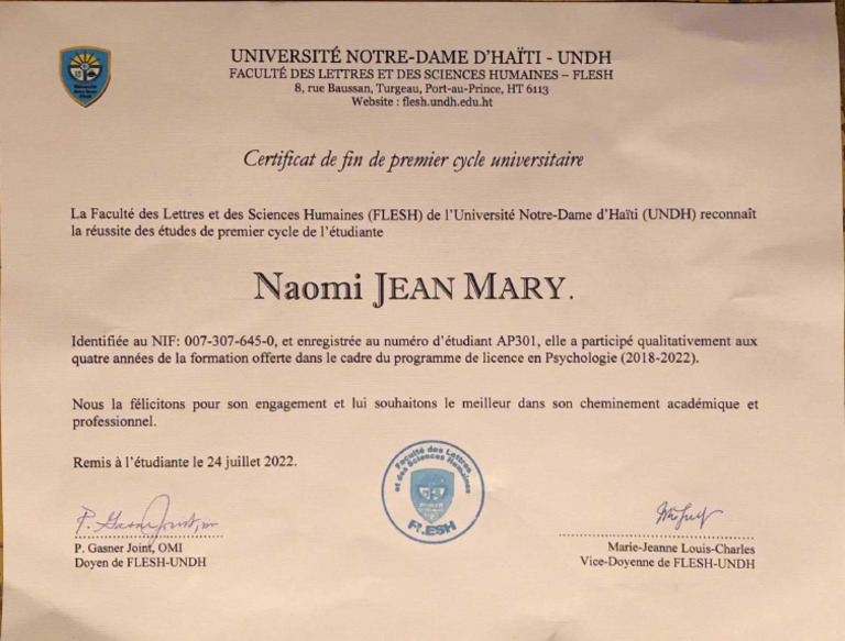 Attestation UNDH | PDF