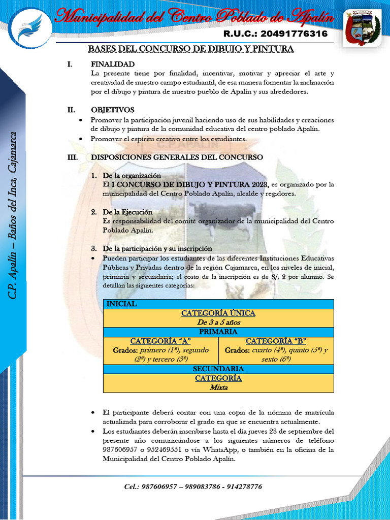 Bases de Dibujo y Pintura Apalin - 2023 ORIGINAL | PDF