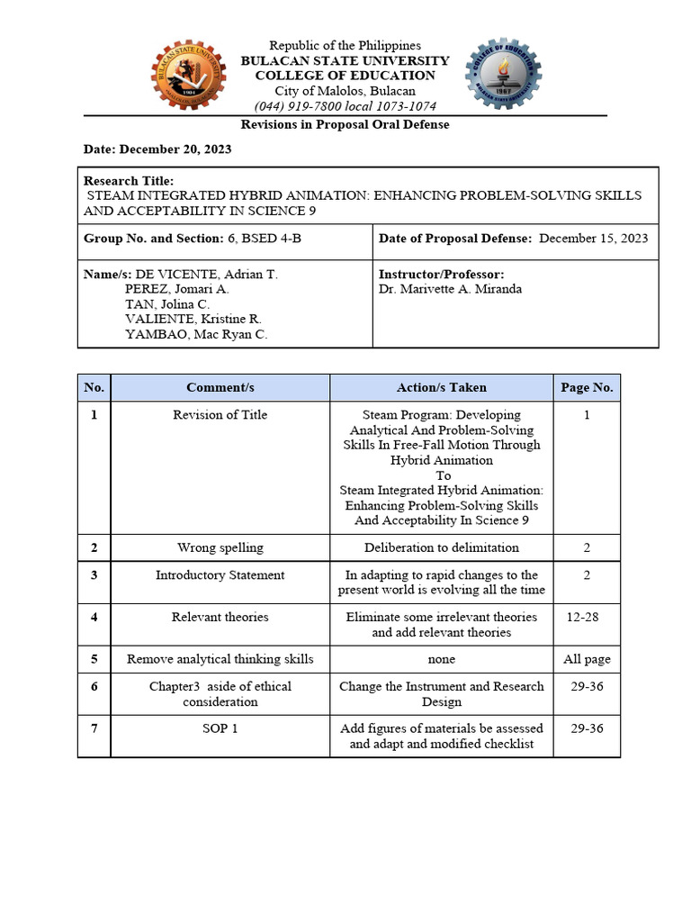 Revisions in Proposal Oral Defense 1 | PDF | Computers