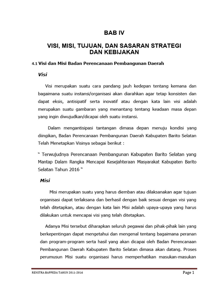 Rencana Strategis Bappeda 2011-2016 | PDF