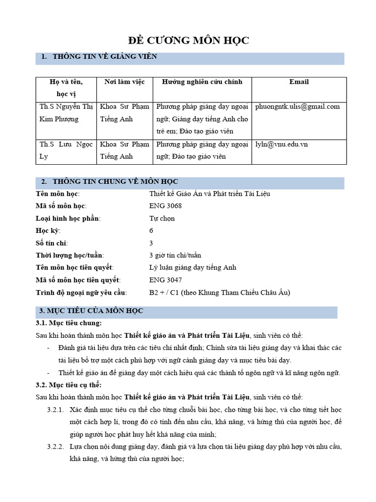Course Guide - Lesson Planning - 2023-2024 (Đề Cương Thiết Kế Giáo Án ... Course Guide - Lesson Planning - 2023-2024 (Đề Cương Thiết Kế Giáo Án ...