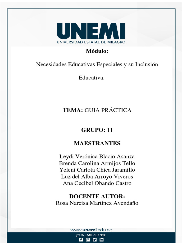 Guía Práctica Primer Avance | PDF | Inclusión (Educación) | Invalidez