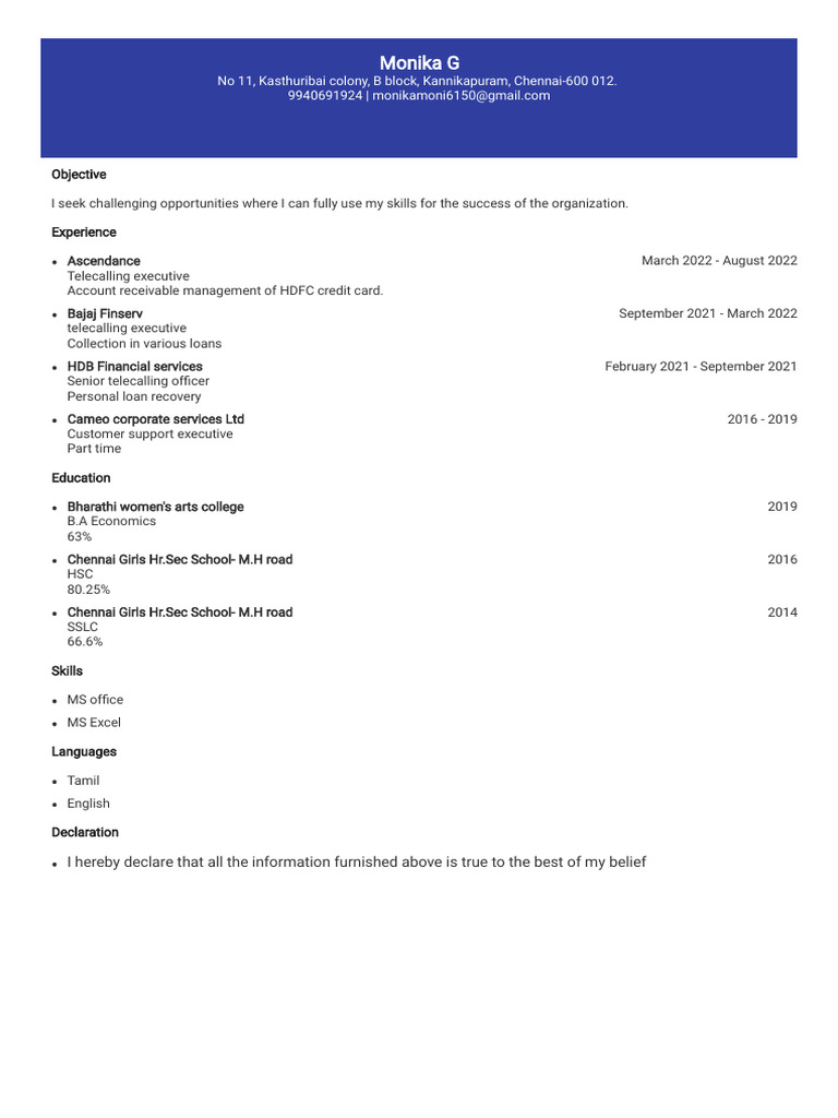 Monika G | PDF | Career & Growth