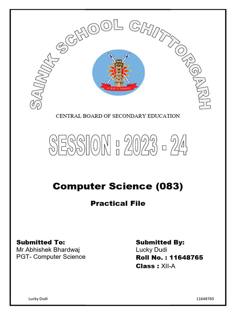 Computer Science Computer Science (083) (083) : Practical File | PDF
