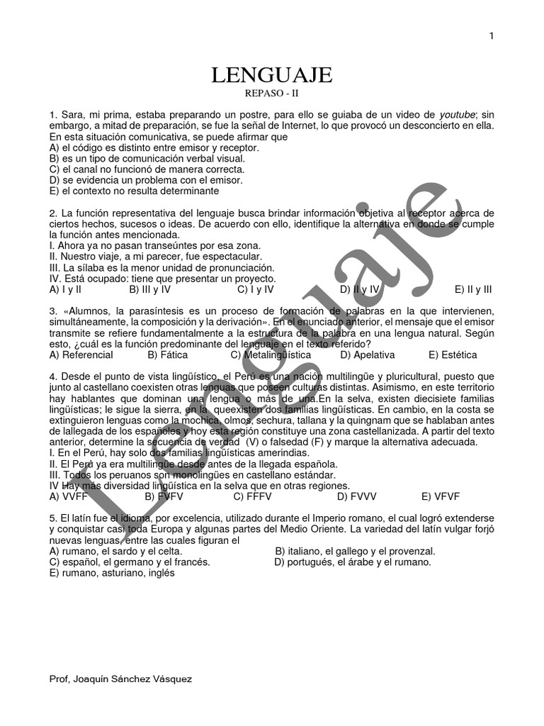 Repaso 2 - 2023 | PDF | Asunto (gramática) | Lengua española