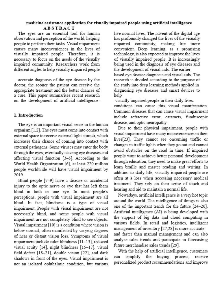 Medicine Assistance Application For Visually Impaired People Using Artificial Intelligence F ...