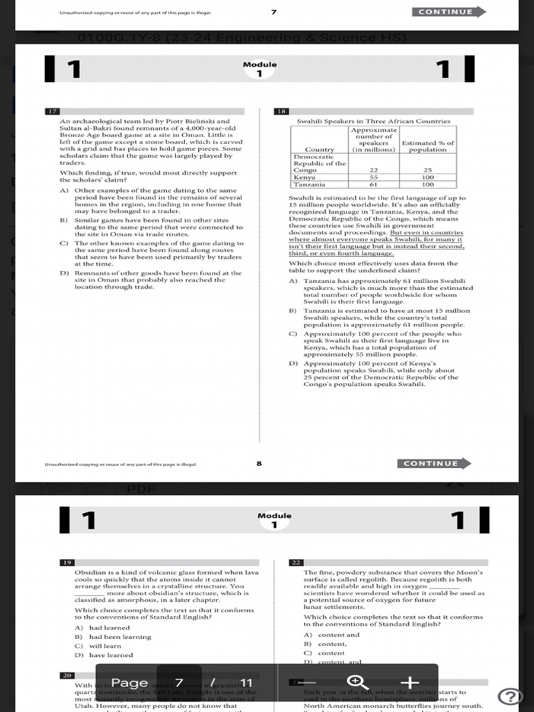 PSAT 89 Reading PRACTICE Test | PDF | Swahili Language