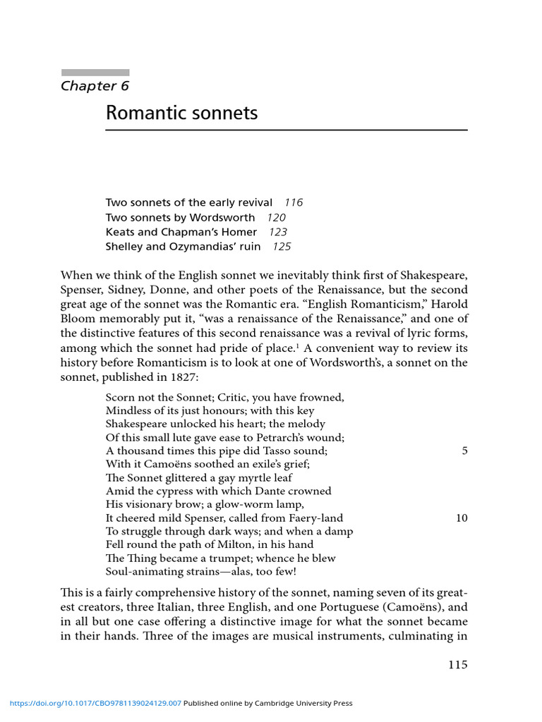 10.0 PP 115 129 Romantic Sonnets | PDF | Sonnets | Romanticism