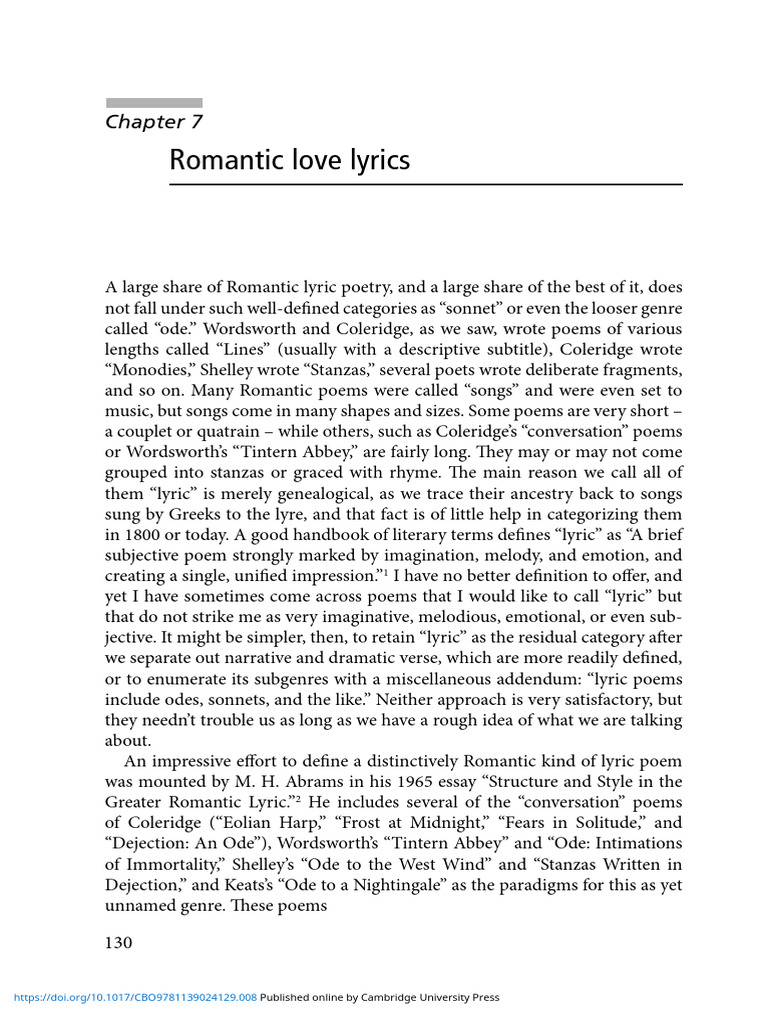 11.0 PP 130 145 Romantic Love Lyrics | PDF | Lyric Poetry | Poetry