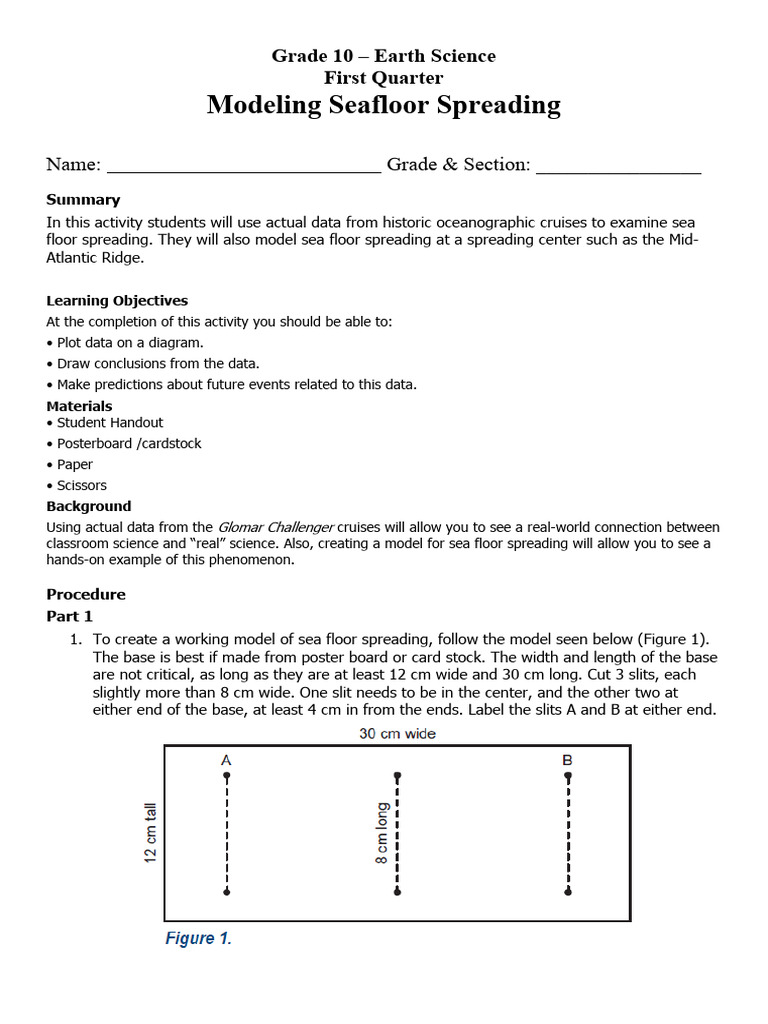 Seafloor Spreading Model Activity | PDF | Plate Tectonics | Seabed