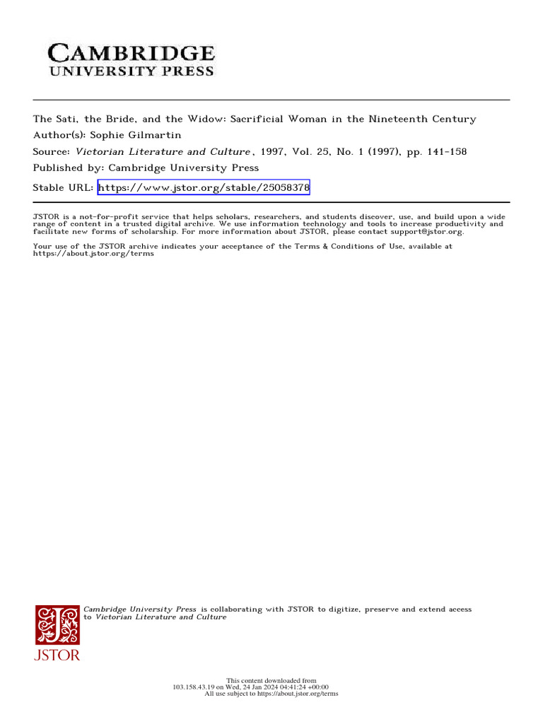 Gilmartin SatiBrideWidow 1997 | PDF | Widow | Veil