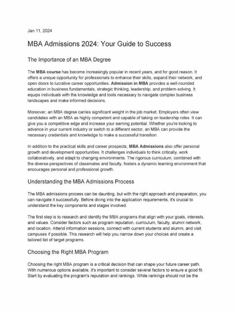MBA Admissions 2024 | PDF