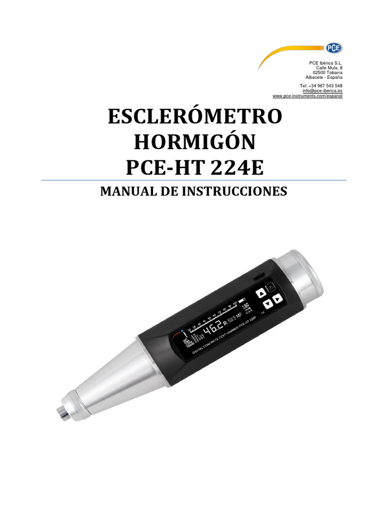 Manual Esclerometro Pce HT 224e v1 | PDF | Hormigón | Calibración