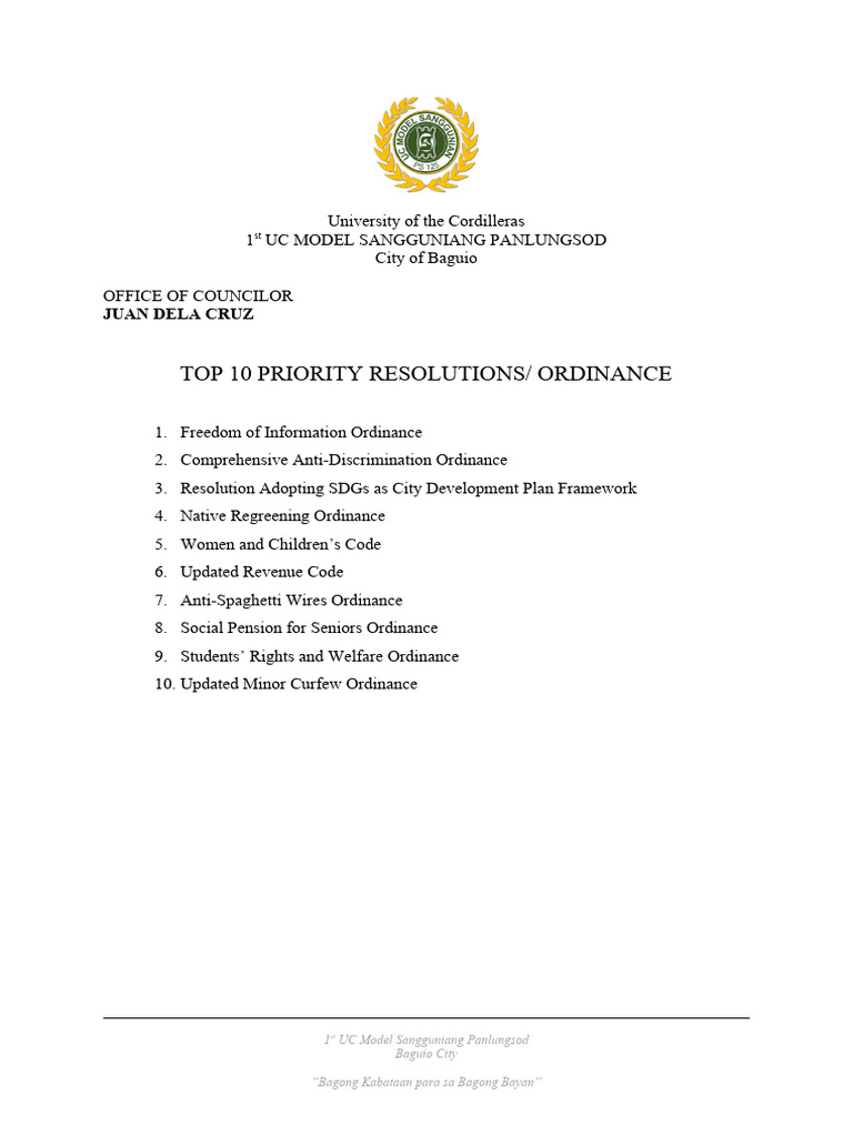 Priority Resolutions - Ordinances | PDF