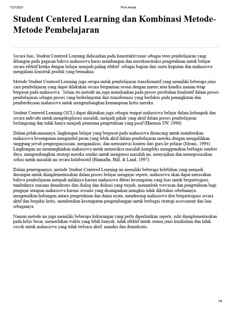 Metode Pembelajaran PBL | PDF