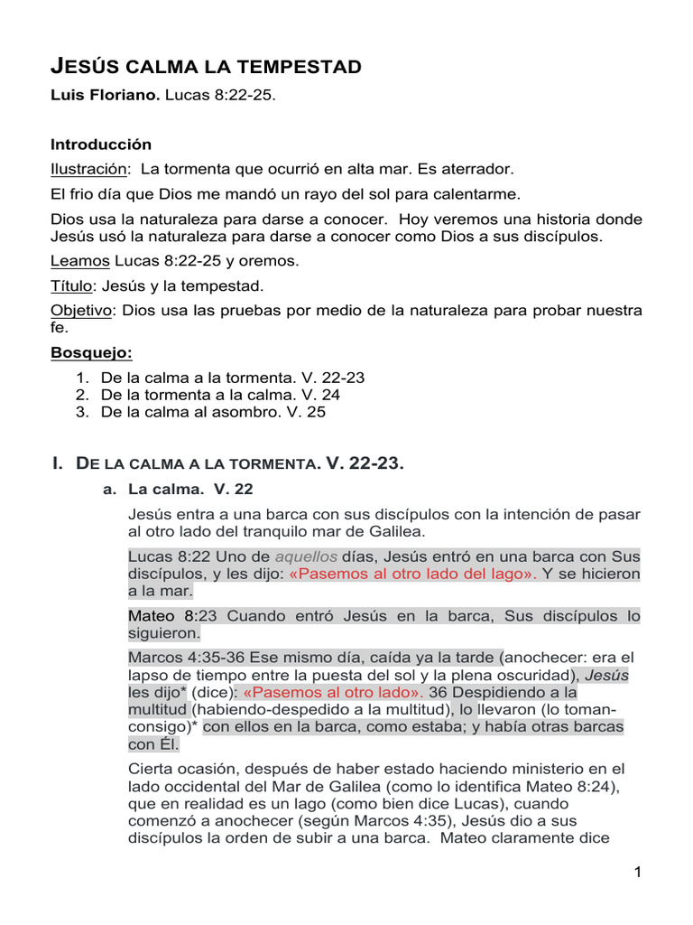 Jesus Calma La Tempestad | PDF | Jesús | Evangelio de Mateo