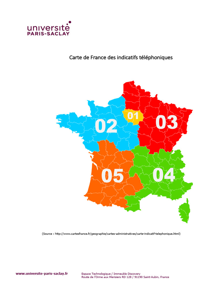 Carte de France Des Indicatifs Telephoniques | PDF | Technologie et ...