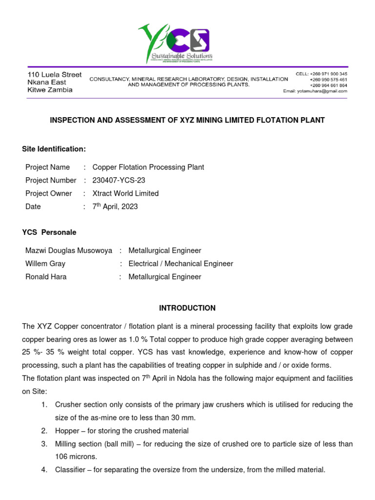 Flotation Assessment Report of XYZ - 7th April 2023 - 230409 - 052526 | PDF | Physical Sciences ...