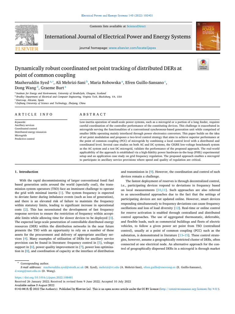 1 s2.0 S0142061522004884 Main | PDF | Distributed Generation | Electrical Grid