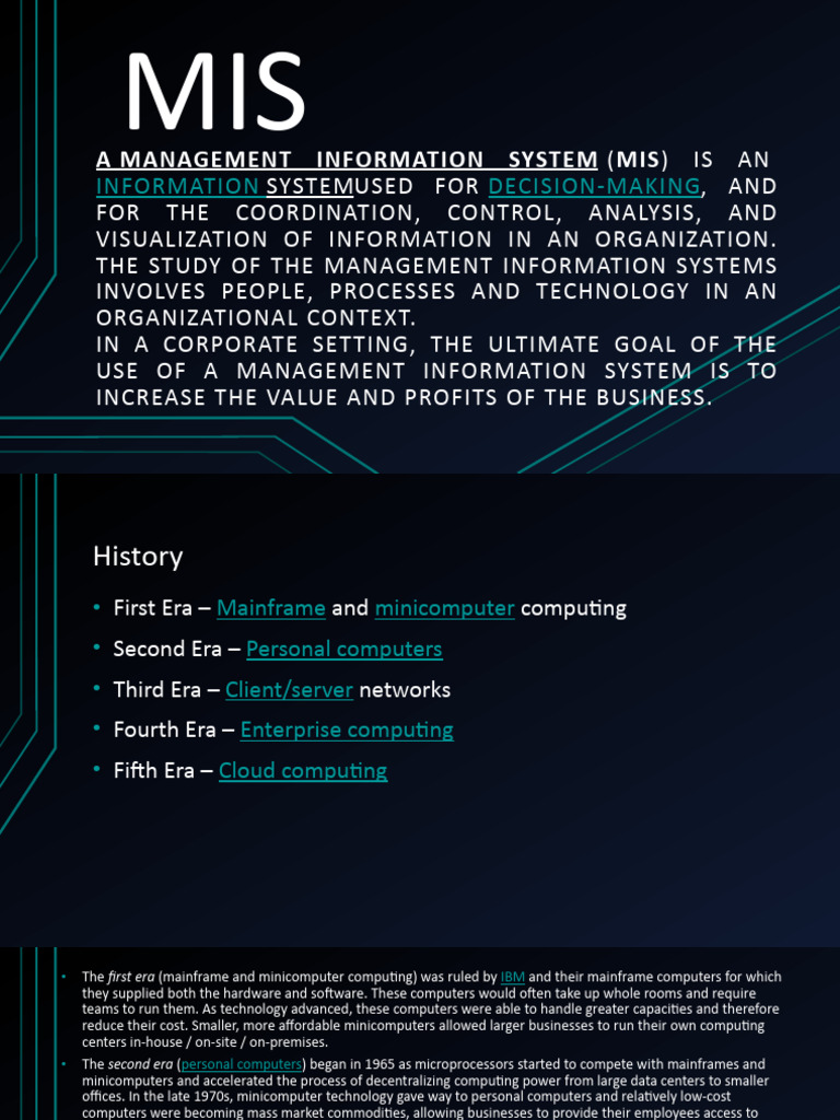 A Management Information System (Mis) Is An | PDF | Management Information System | Business