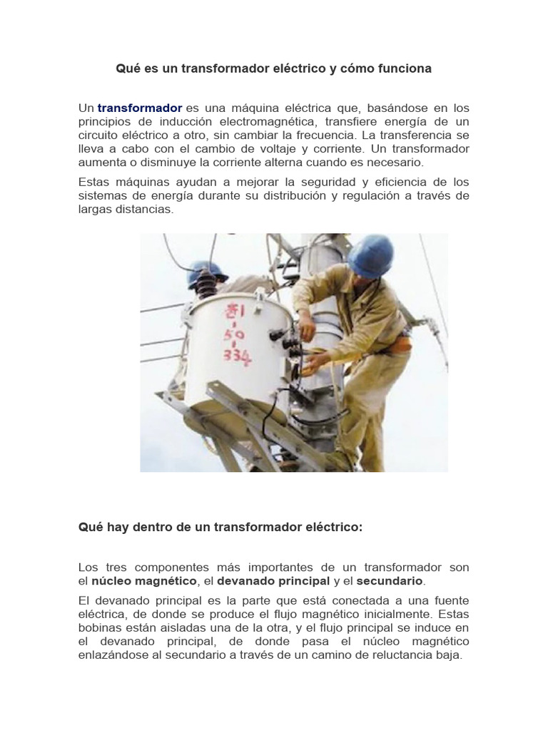 Qué Es Un Transformador Eléctrico y Cómo Funciona-Tra | PDF | Transformador | Inductor