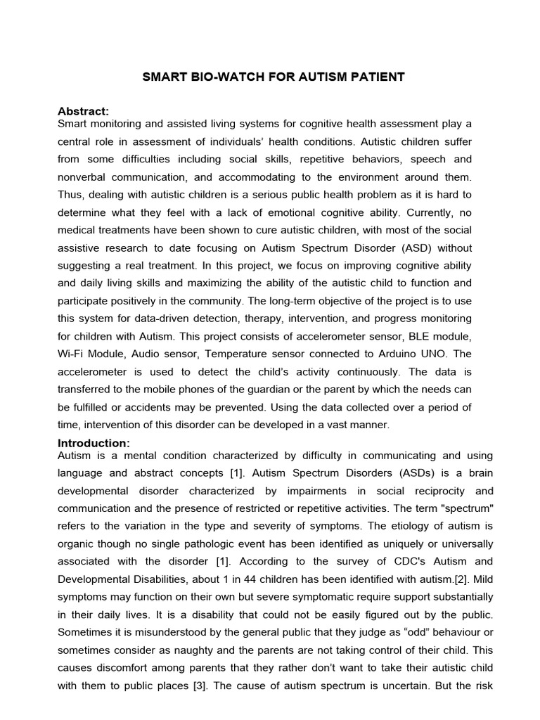 Smart Bio-Watch For Autism Patient | PDF | Autism Spectrum | Mental ...