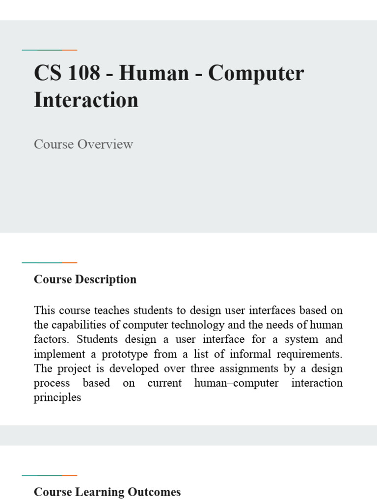 CS 108 - Human Computer Interaction | PDF | Human–Computer Interaction ...