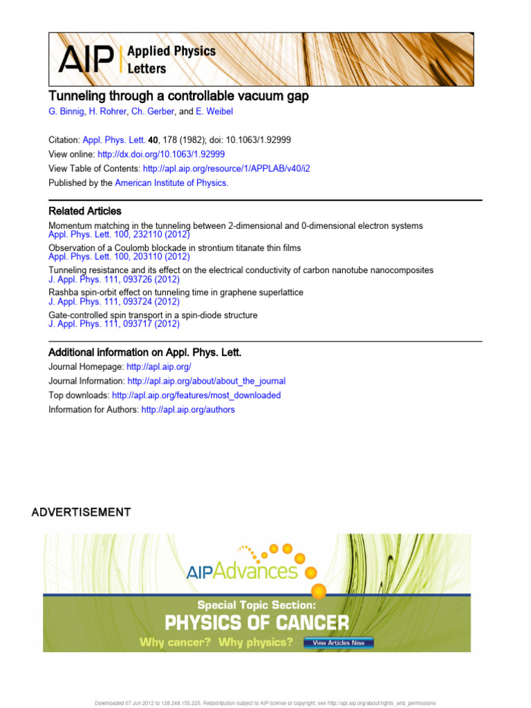 Tunel Efect First Paper | PDF | Quantum Tunnelling | Superconductivity