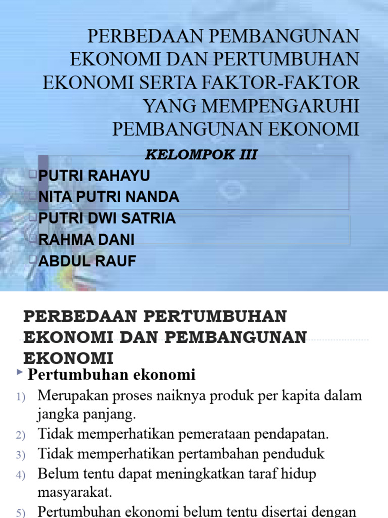 Perbedaan Pembangunan Ekonomi Dan Pertumbuhan Ekonomi Serta Faktor-Faktor | PDF | Pengelolaan ...