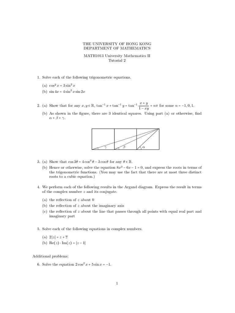 Tutorial 2 | PDF | Complex Number | Equations