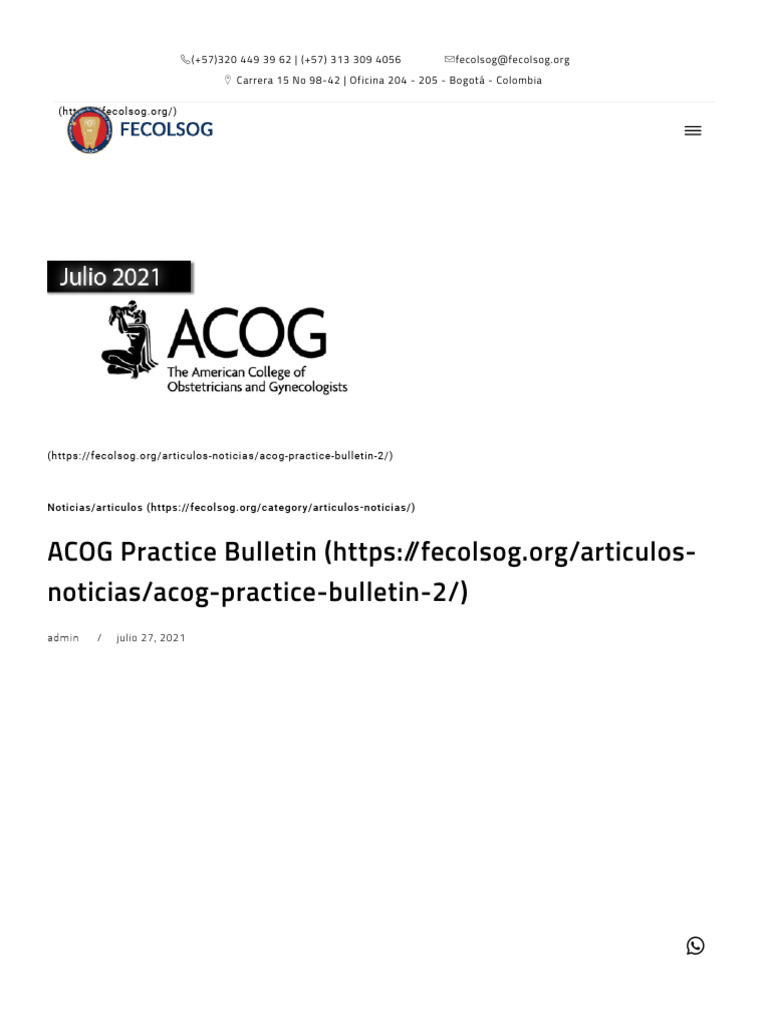 ACOG Practice Bulletin - Fecolsog | PDF | Parto prematuro | Parto