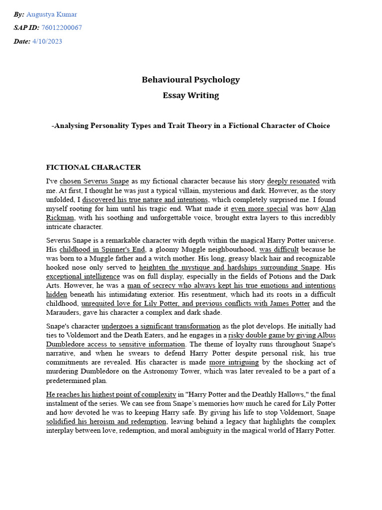 Essay Psy | PDF | Psychology | Psychological Concepts