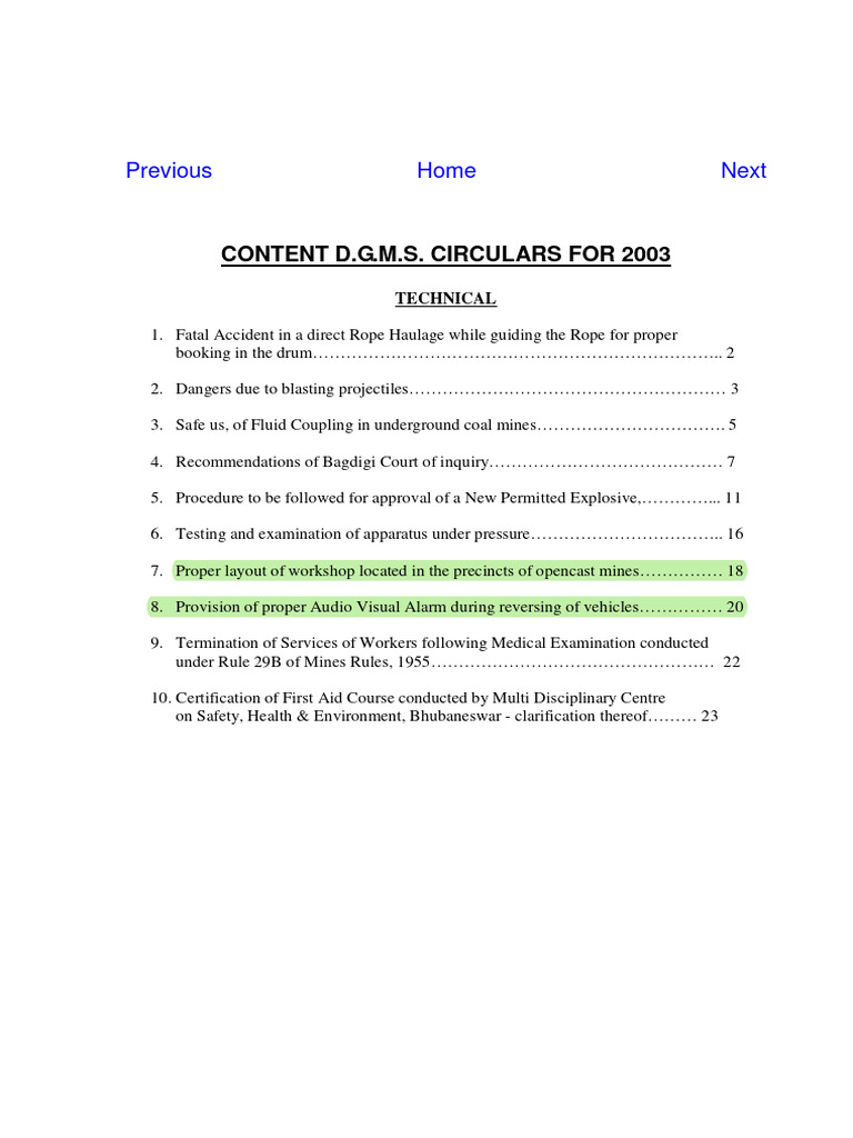 Dgms All Circular 2003 | Download Free PDF | Mining | Surveying