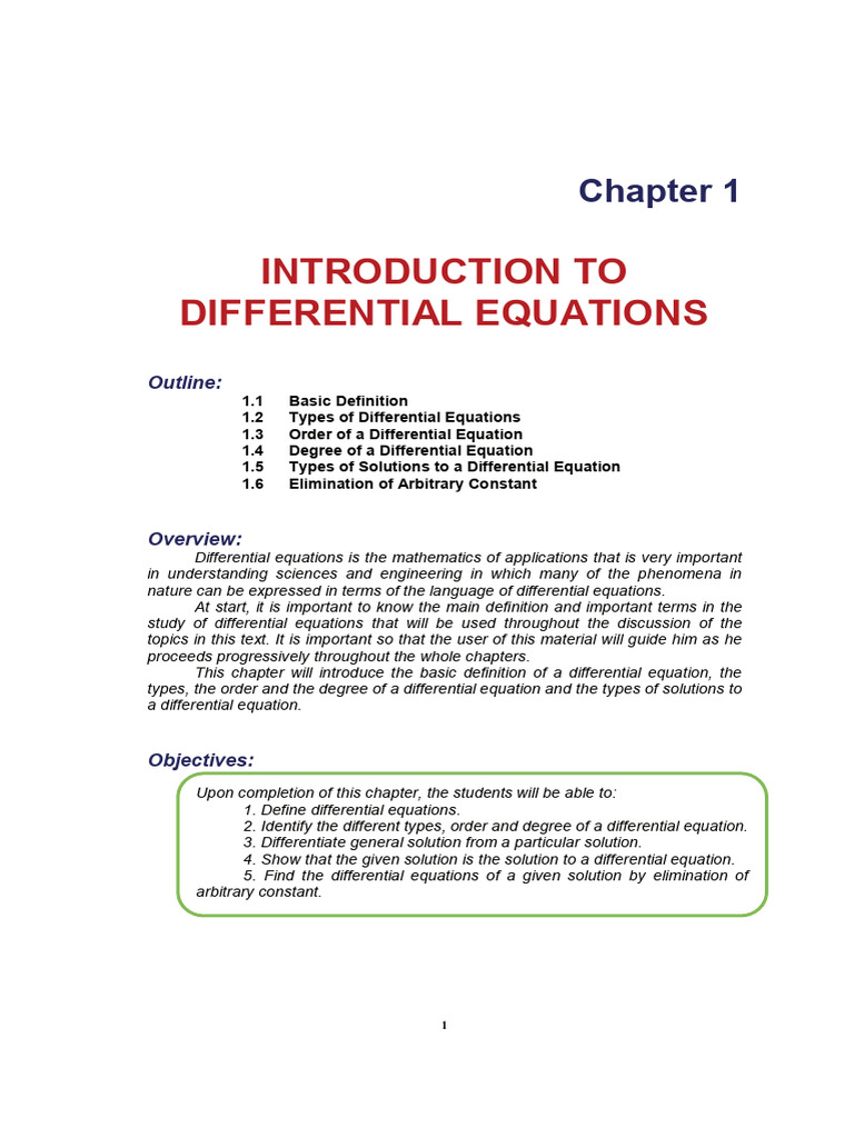 Topic 1 | PDF | Ordinary Differential Equation | Equations