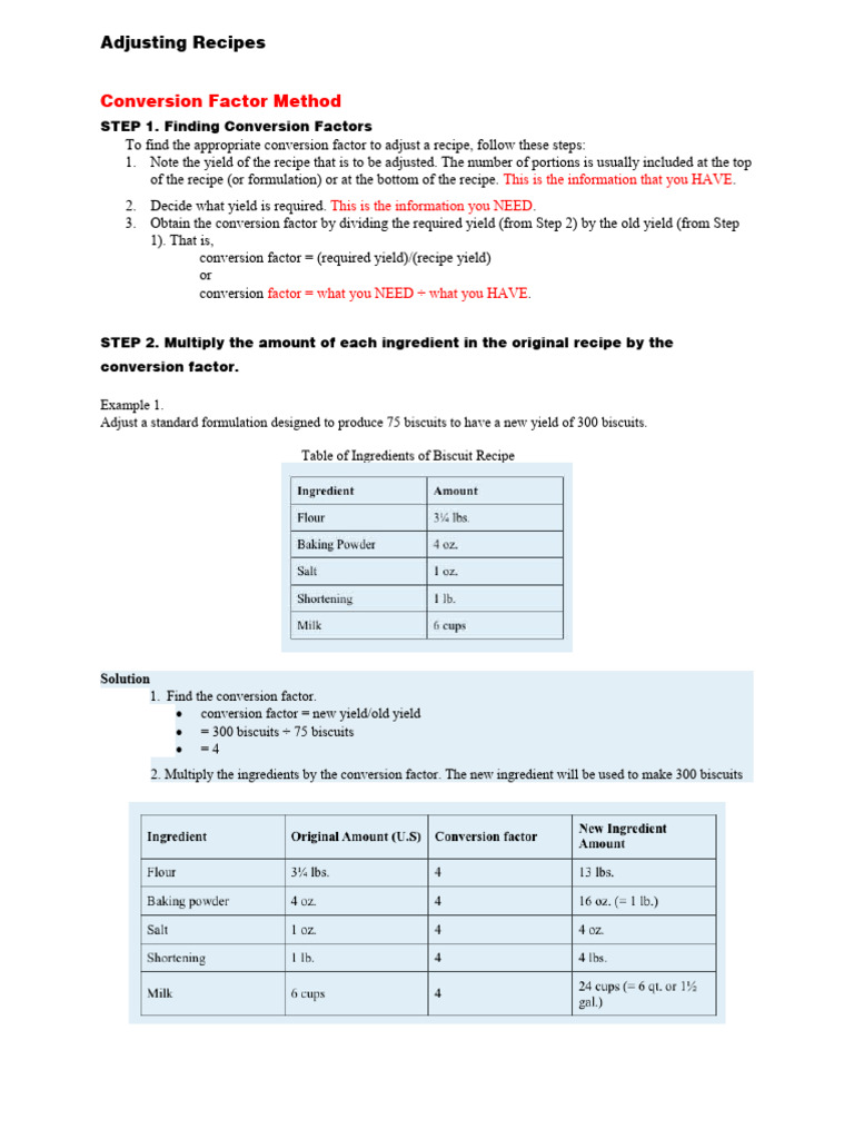 Adjusting Recipes | PDF | Pickling | Teaspoon