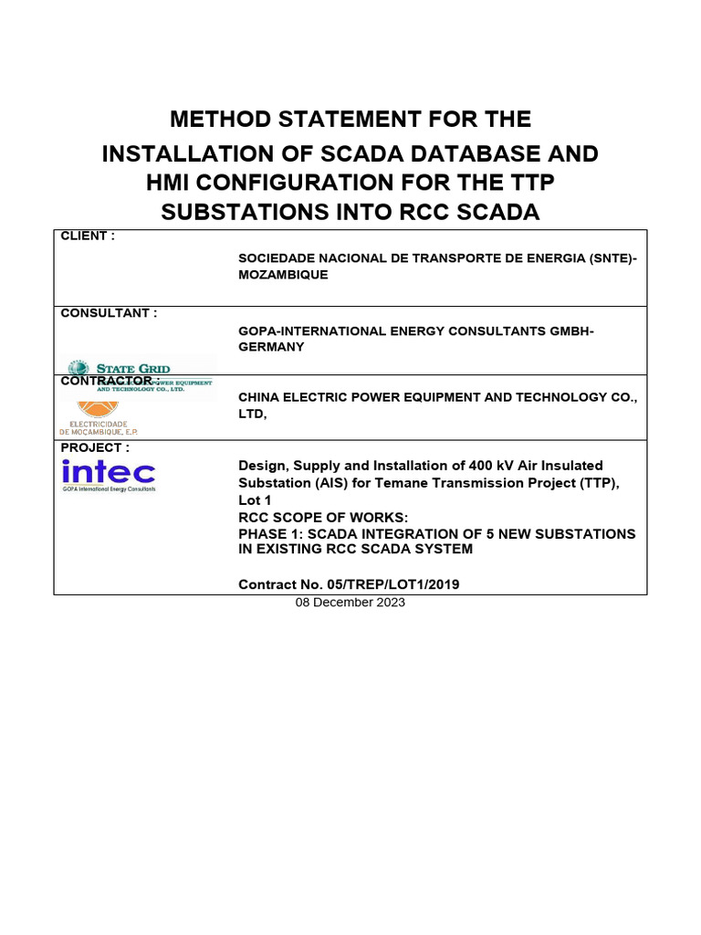 SCADA Installation for TTP Substations | PDF | Scada | Online And Offline