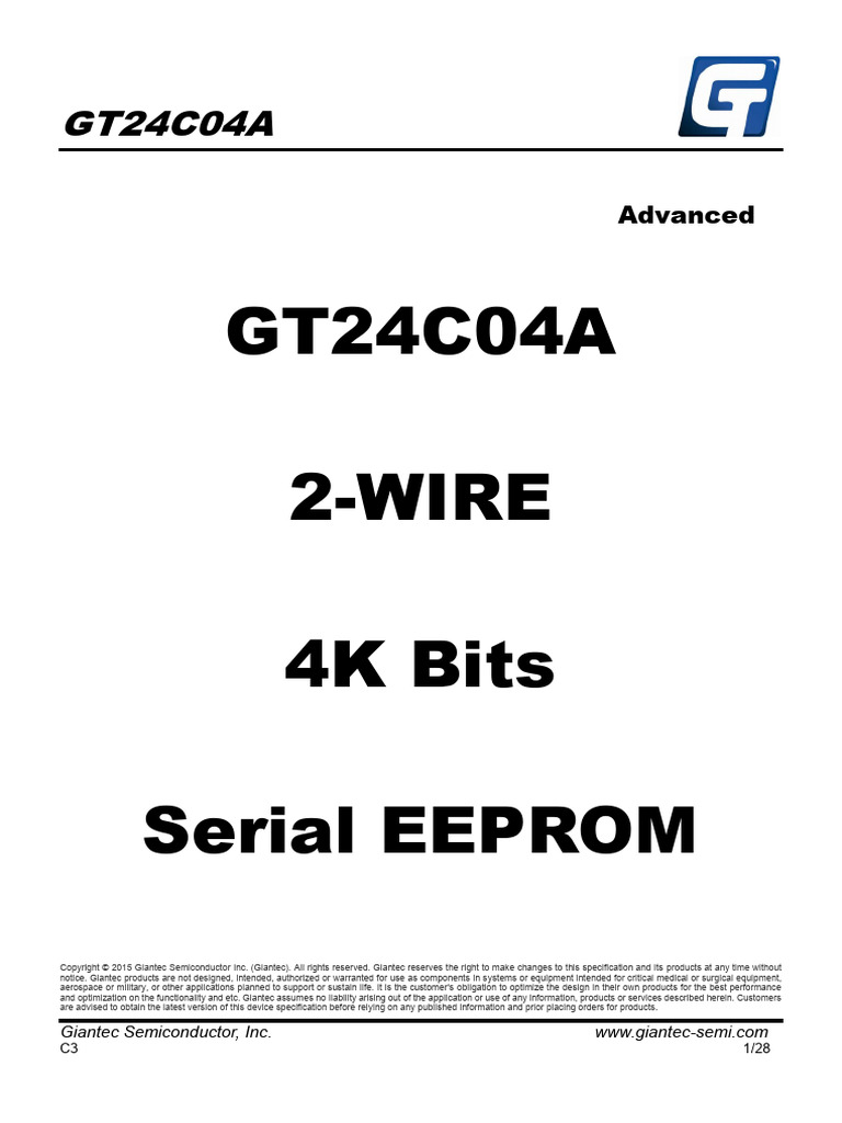 Giantec GT24C04A 2GLI TR - C239138 | PDF | Transmission Control ...