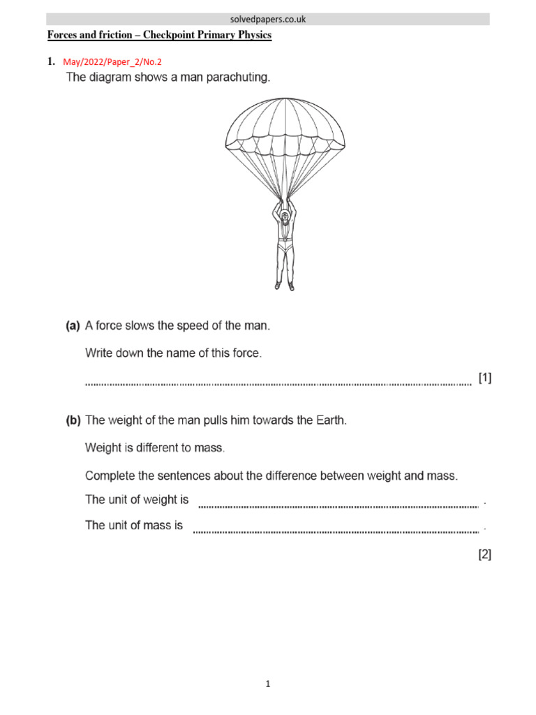 2022 17 Forces and Friction Checkpoint - Primary Physics | PDF