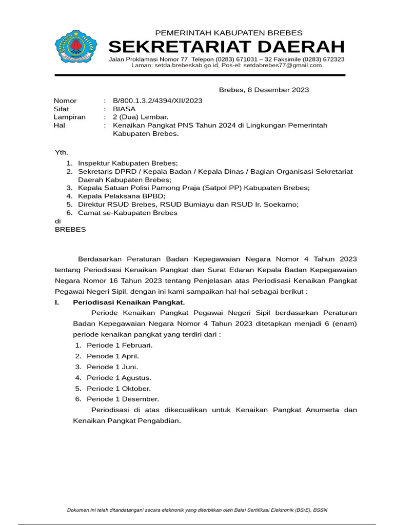 Surat Edaran KP 2024 TTE | PDF