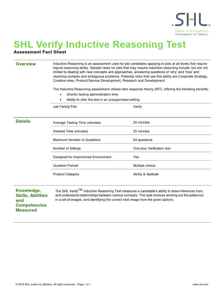 Verify Inductive Reasoning Fact Sheet CG | PDF | Inductive Reasoning | Reason