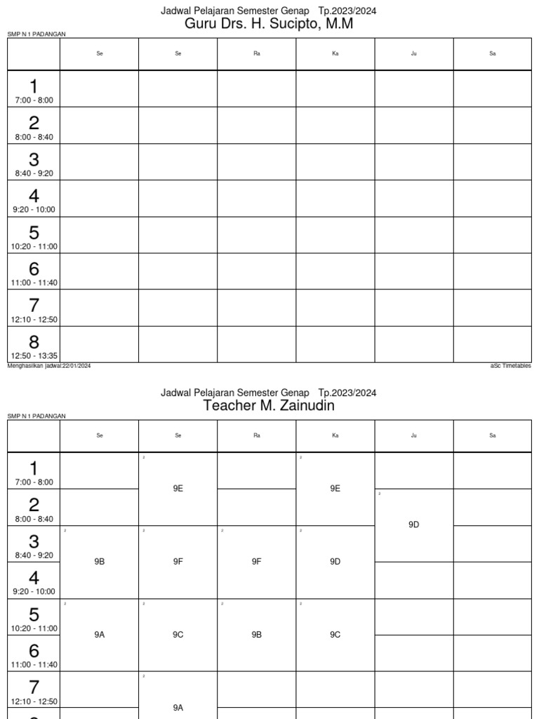 Jadwal Guru SMT Genap 23-24 FIX | PDF