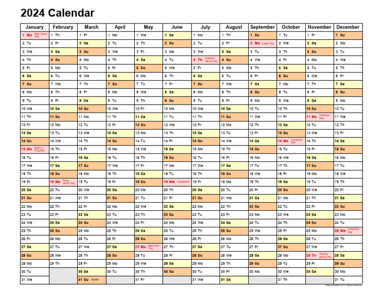 2024 Calendar Landscape | PDF