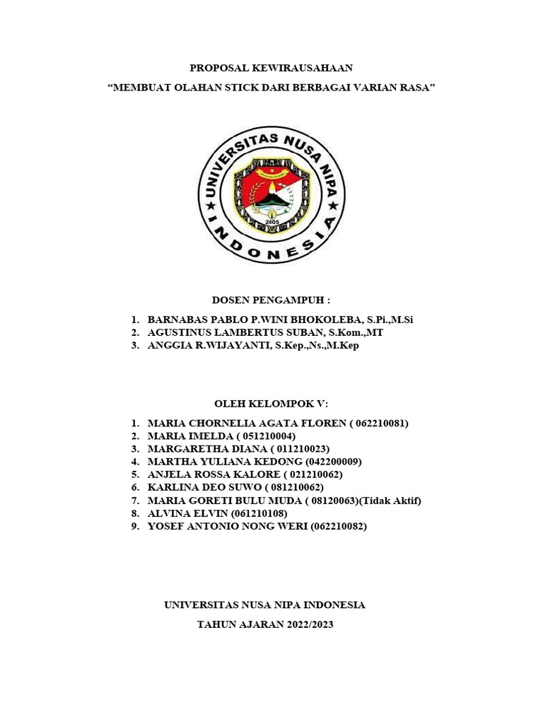 Proposal Kewirausahaan Kel 5 | PDF