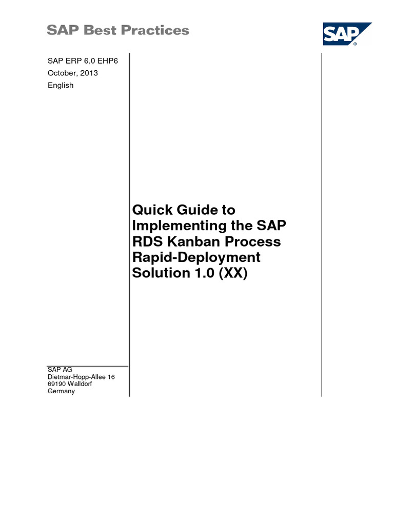 Quick Guide To Implementing The SAP RDS Kanban Process Rapid-Deployment Solution 1.0 | PDF ...