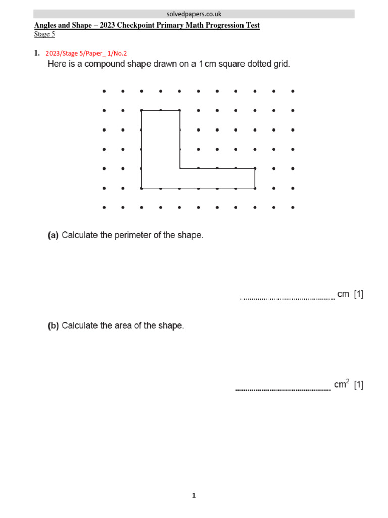 2023 Angles and Shape Checkpoint Primary Math Progression Stage 5 | PDF